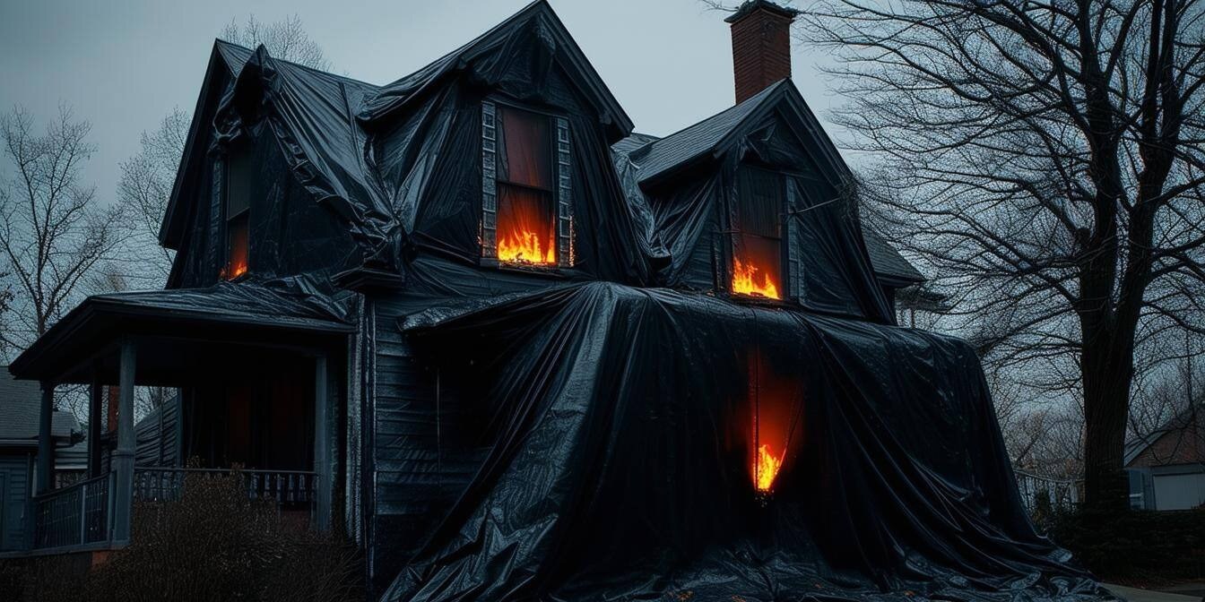 How to Use Black Fire Retardant Plastic Sheeting for Halloween Haunted ...