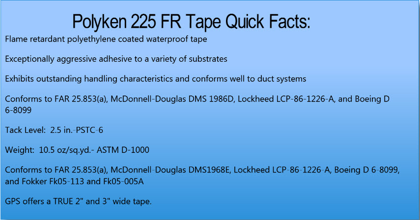Polyken 225FR Tape -Aggressive-waterproof-12 mil flame Retardant