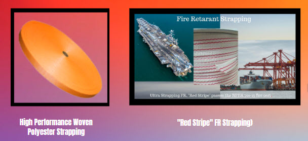 Fire Retardant Polyester Woven Strapping: Red Stripe
